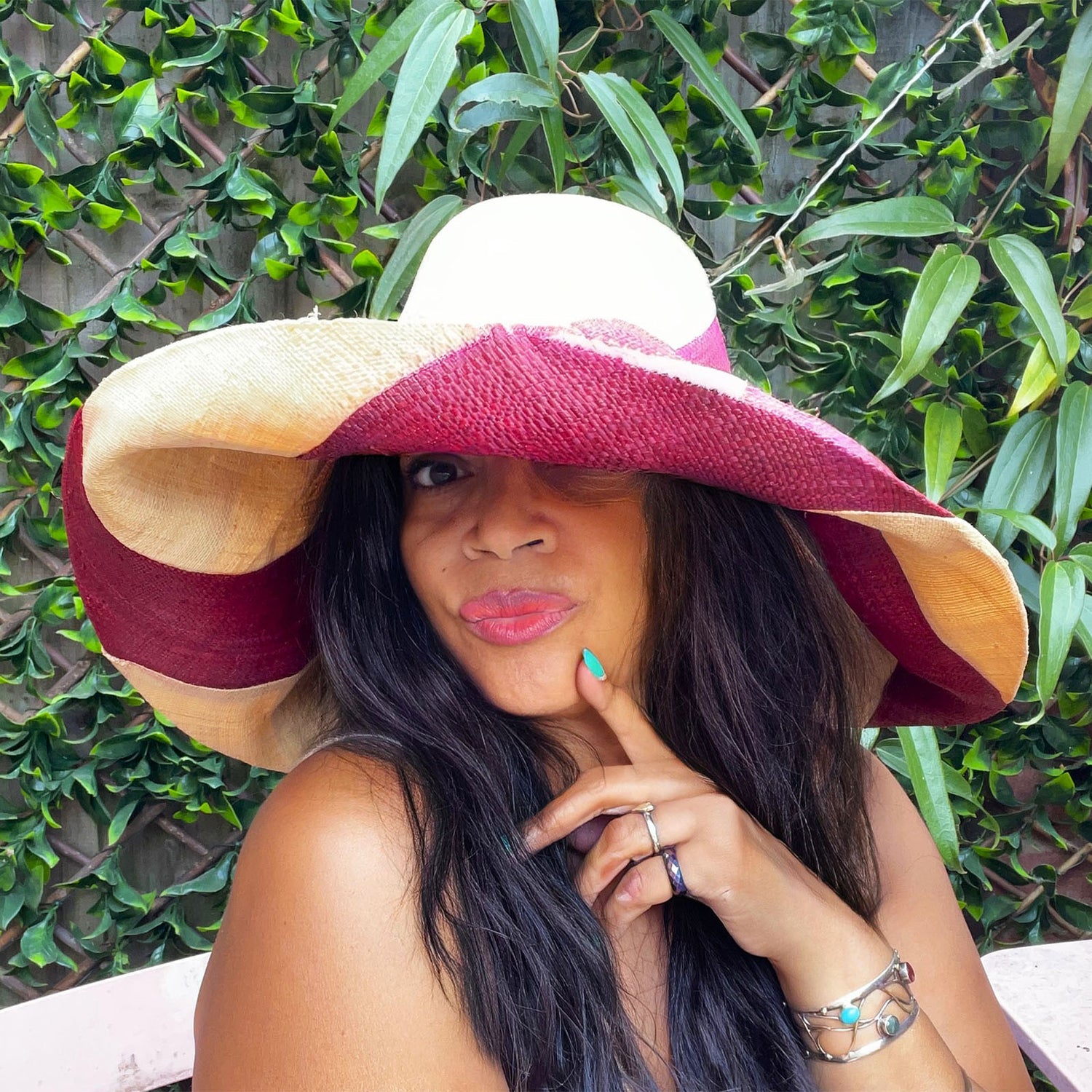 Peak and Brim - Wide Madaraff Straw Hat Stripey