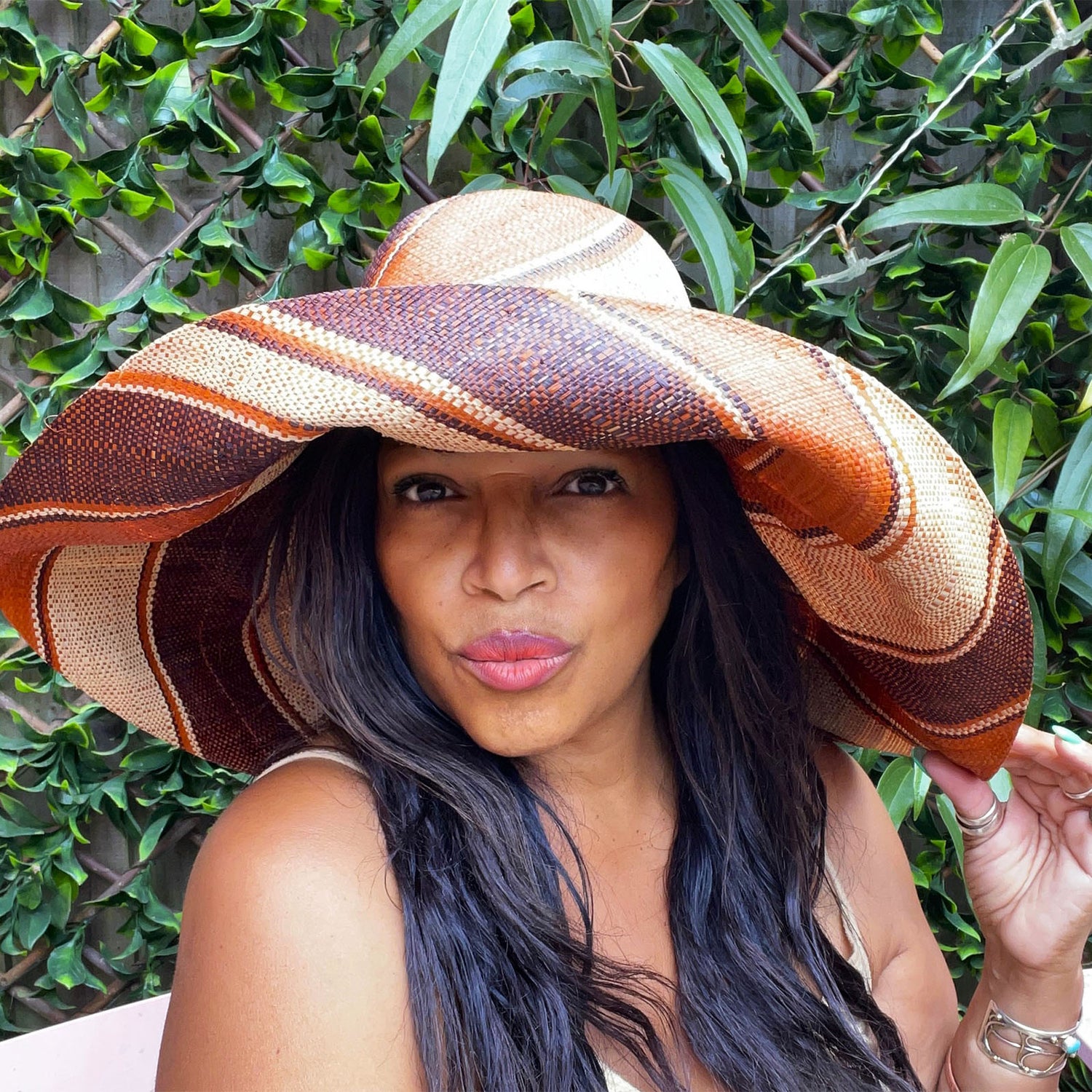 Peak and Brim - Wide Madaraff Straw Hat Stripey